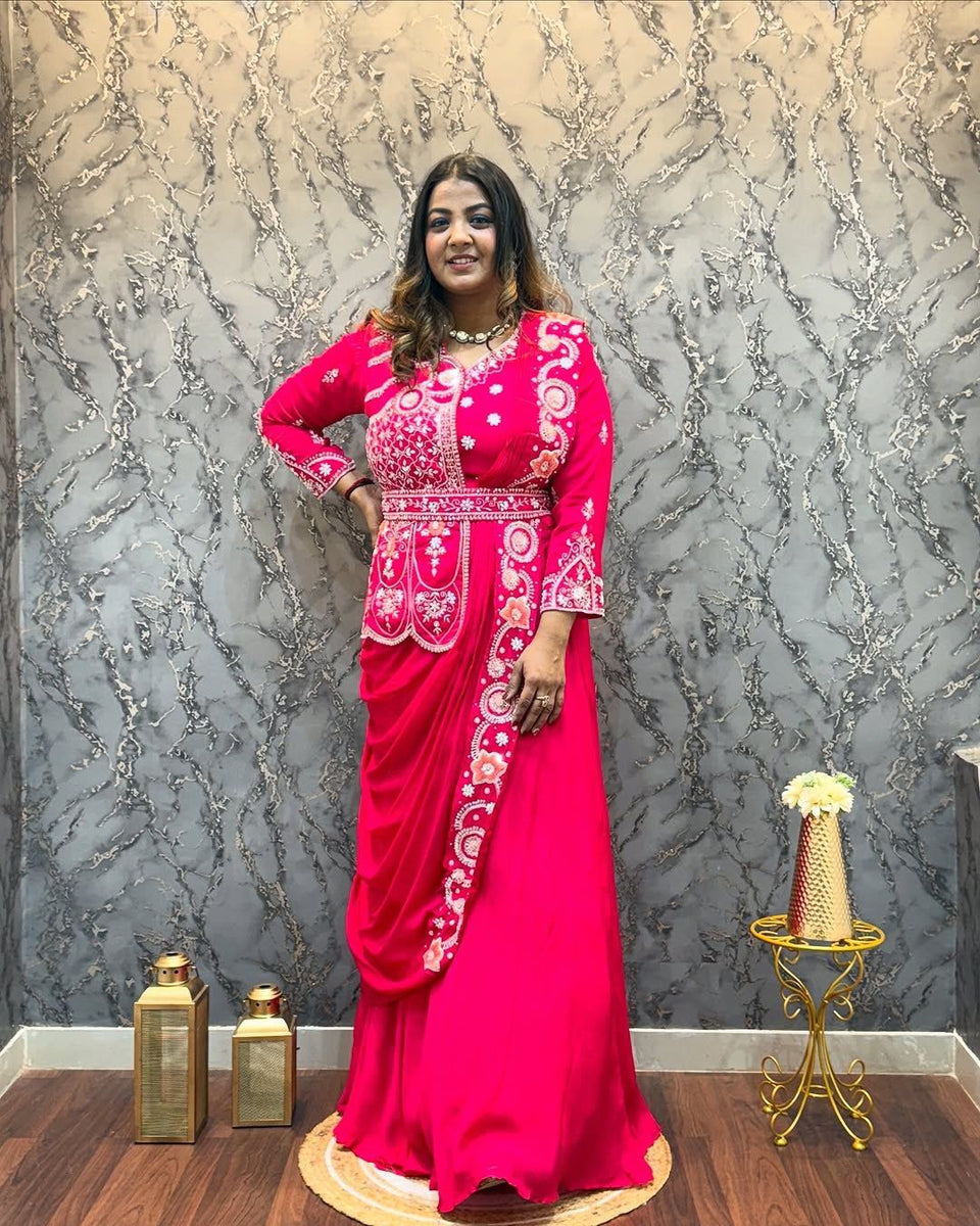 New Party Wear designer gown With koti and Dupatta– Sarthaki Shop
