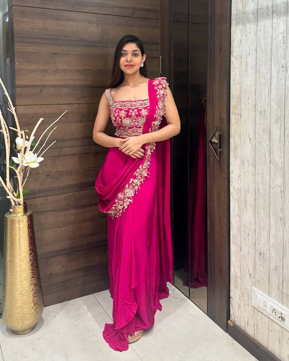 NEW SUPERHIT TRENDING READY TO WEAR SAREE WITH FULLY EMBROIDERED KOTI ...