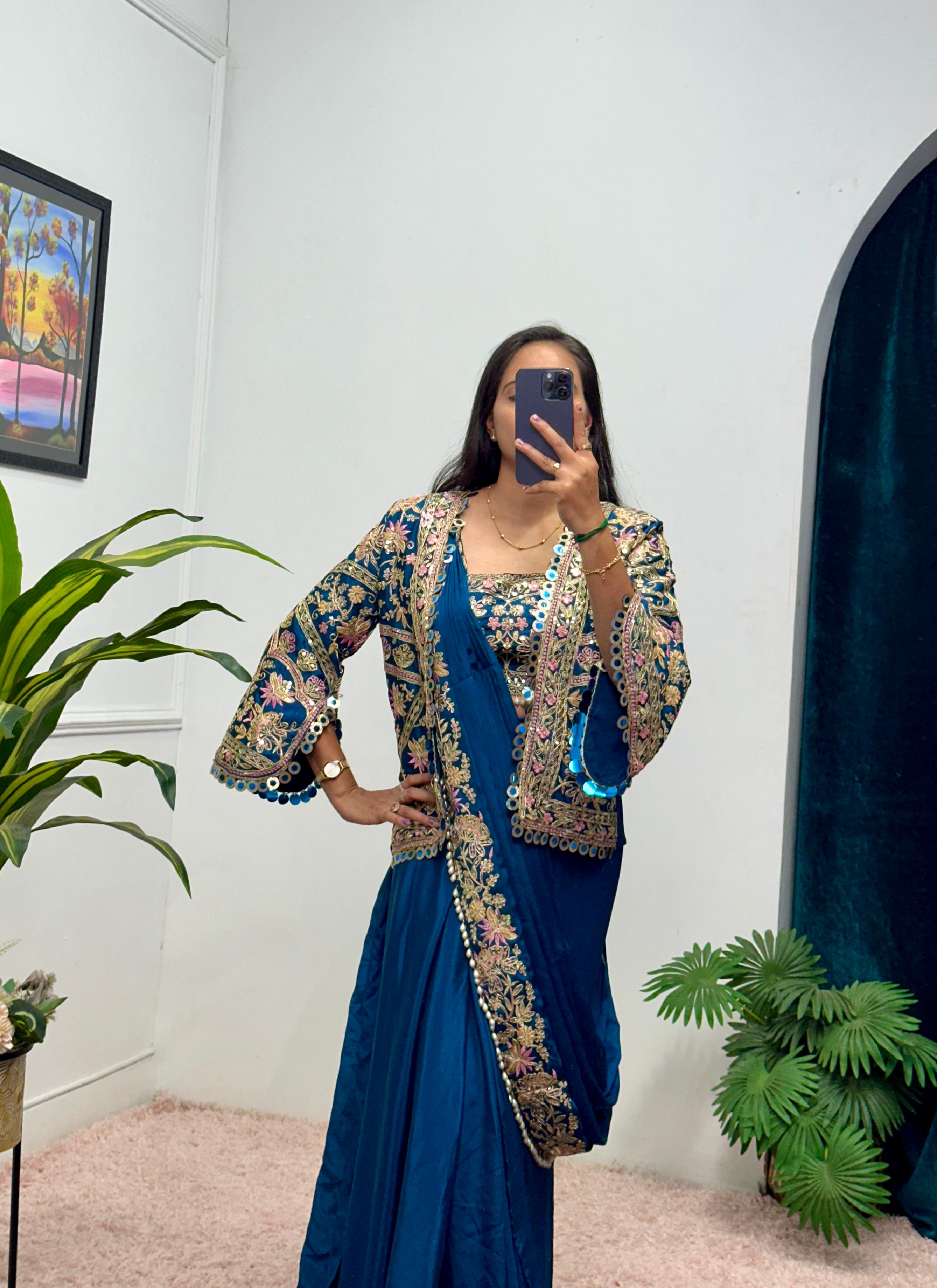 NEW SUPERHIT TRENDING READY TO WEAR SAREE WITH FULLY EMBROIDERED KOTI ...